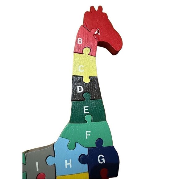 No Brand | Toys | Vintage Wooden Giraffe Shaped Alphabet Abc Puzzle ...